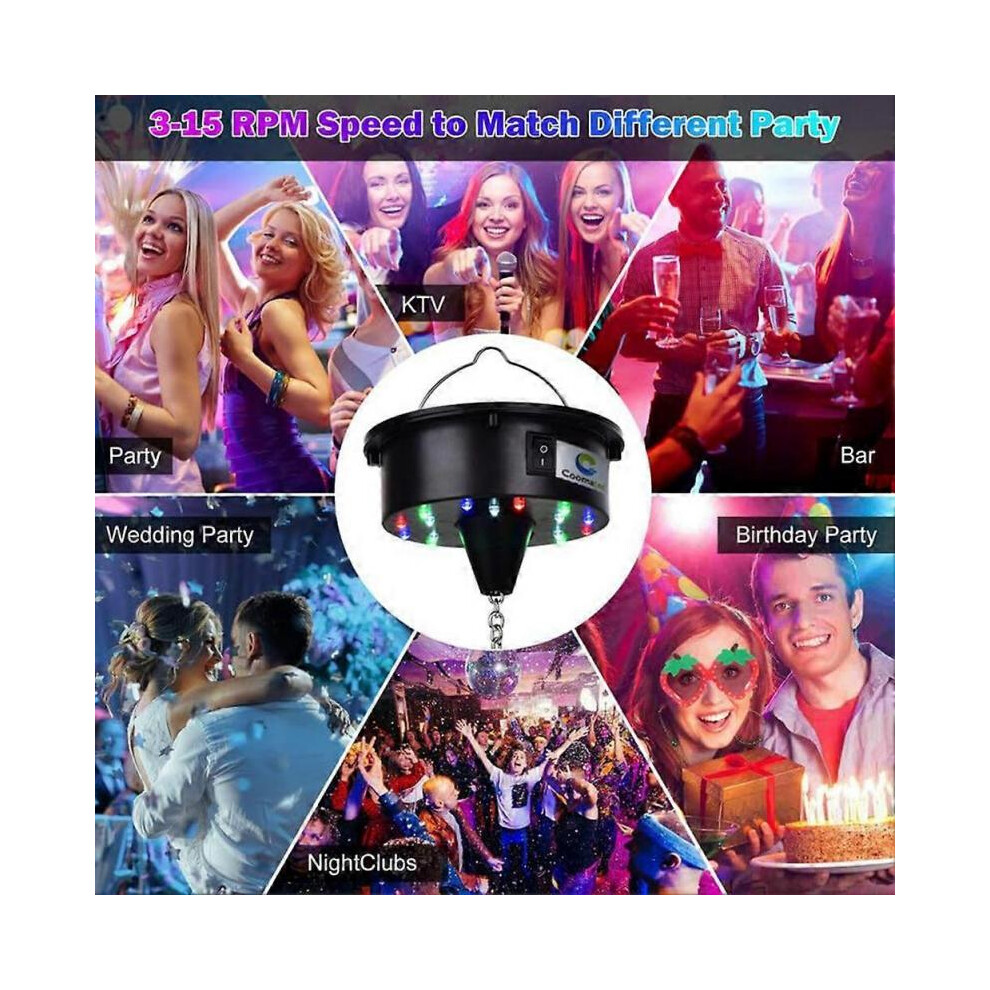 Rotating Disco Ball Motor Lights with Remote,18 LEDs for 12 16 20 ...