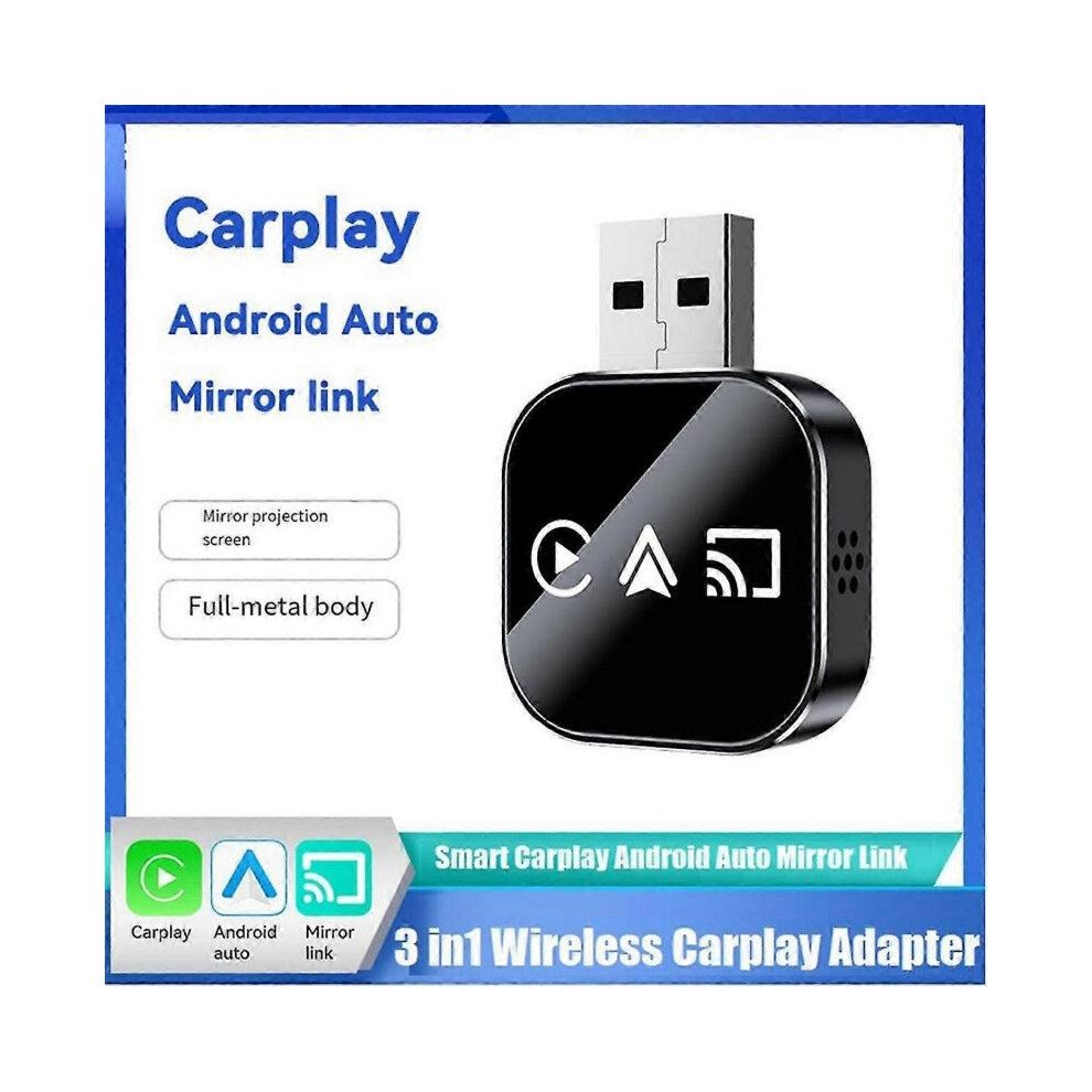 3In1 Wireless Carplay Smart Mirror Link Carplay Android Auto USB Dongle ...
