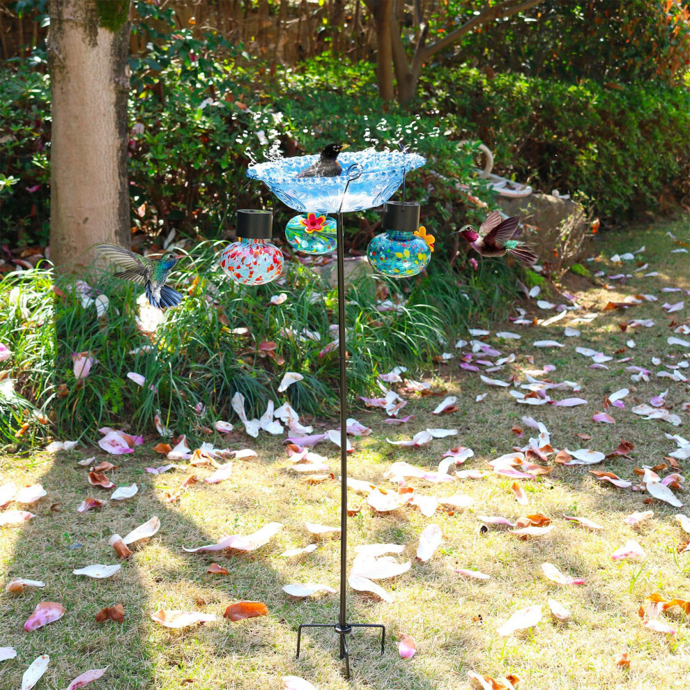 Hummingbirds Garden Feeder Solar Panel Powered Stake-Gray on OnBuy