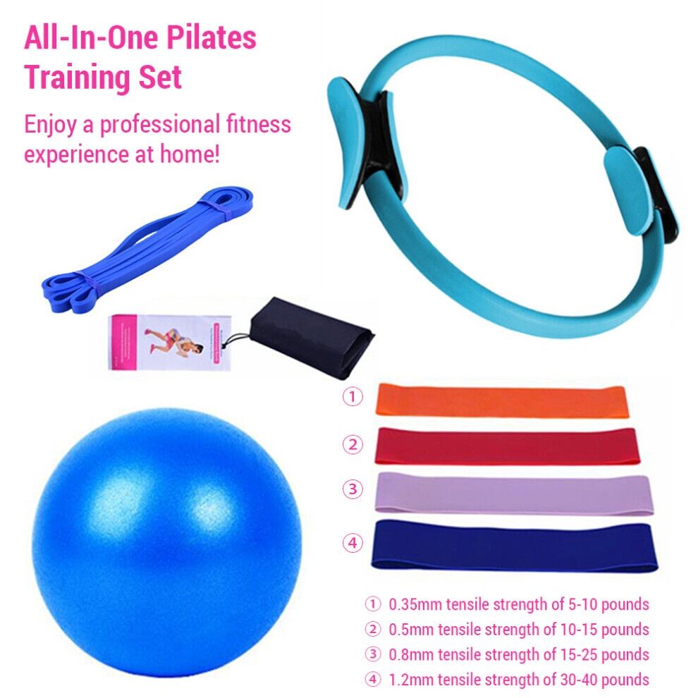 Kit Pilates tutto in uno: Ring Mini Ball e fasce di resistenza per uso ...