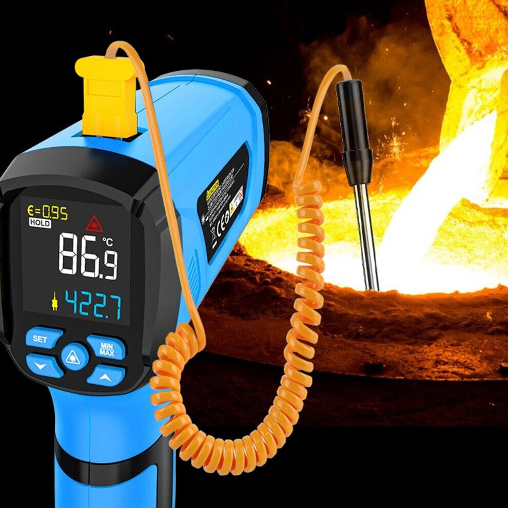 Thermomètre infrarouge IR05A avec écran LCD couleur, sonde de type K ...