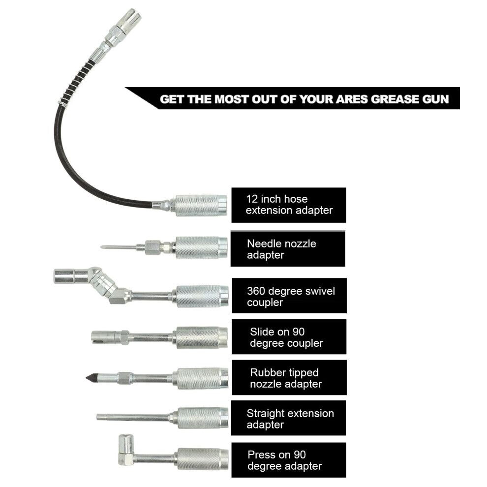 Kit de 7 raccords de graissage en acier avec connecteurs à 90 et ...