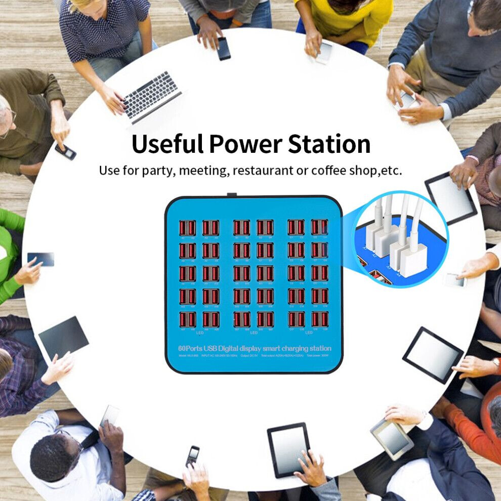 Multiport-USB-Ladestation mit 60 Anschlüssen – Smart Dock für Familie ...