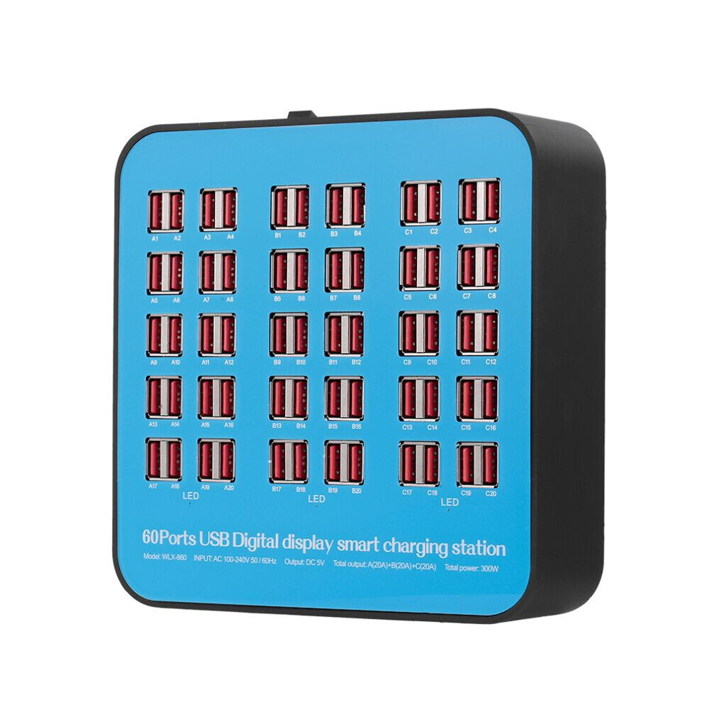 Multiport-USB-Ladestation mit 60 Anschlüssen – Smart Dock für Familie ...