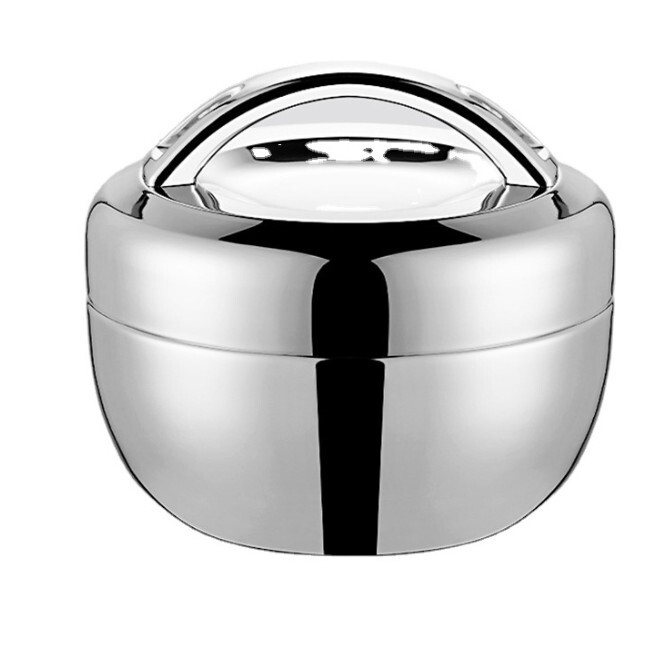 Silver Stainless Steel Thermal Lunch Container, Double Wall Vacuum ...