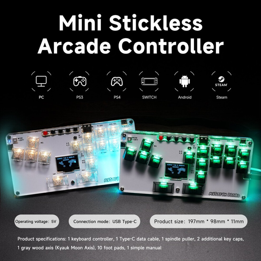 MustFun Controller Mini Leverless Arcade Stick Controller για PC ...