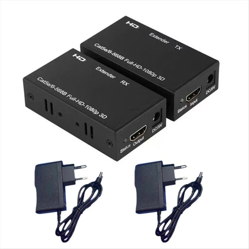 Extensor RJ45 de 60 m, compatible con señal 1080P, extensor de red CAT5 ...