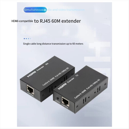 Extensor RJ45 de 60 m, compatible con señal 1080P, extensor de red CAT5 ...