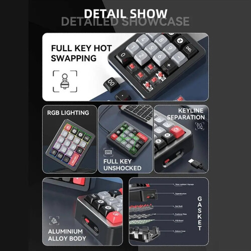 K812 Mechanical Keyboard Wired Hot Swappable Numpad RGB Mechanical ...