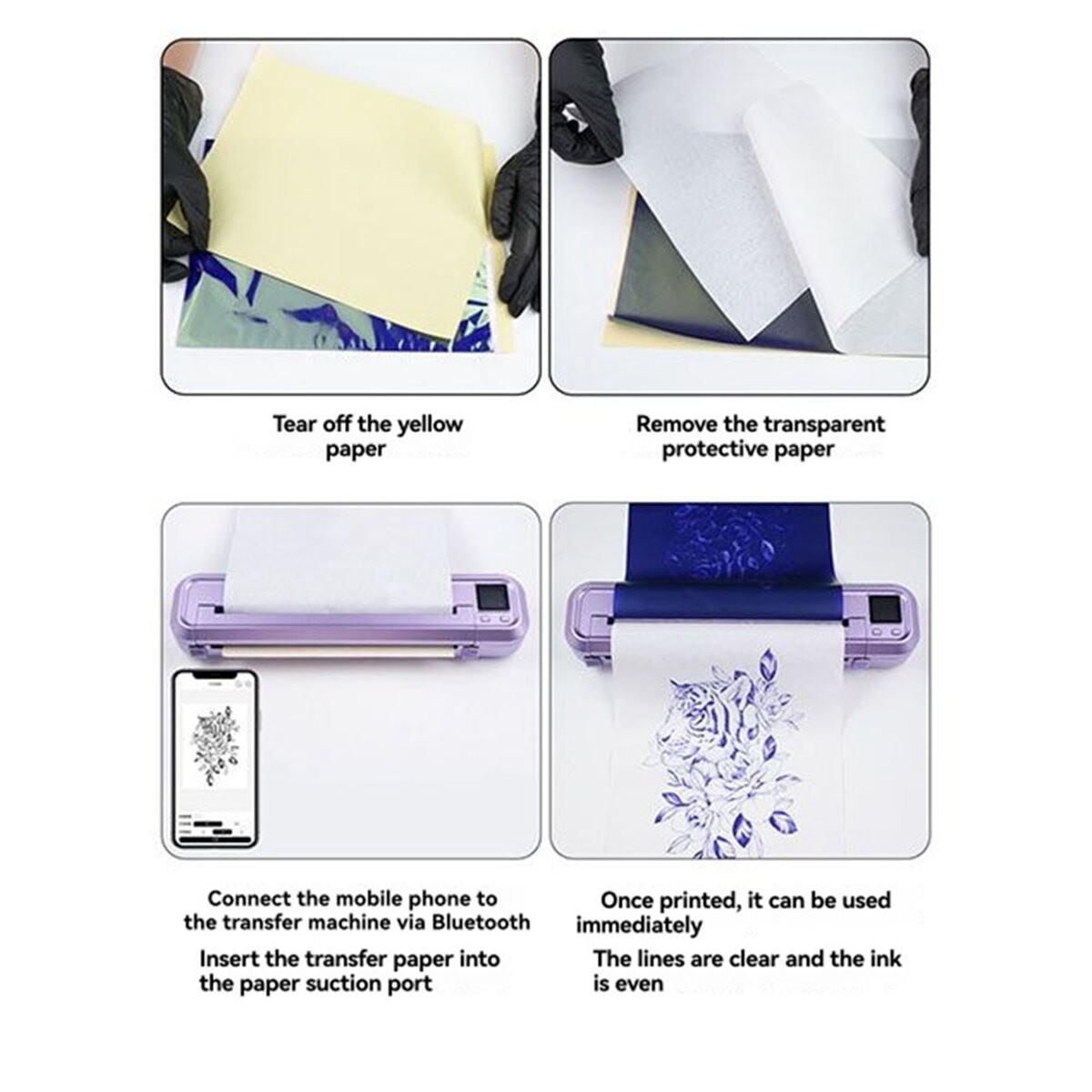 Portable Tattoo Stencil Printer , Bluetooth WiFi Inkless Thermal ...