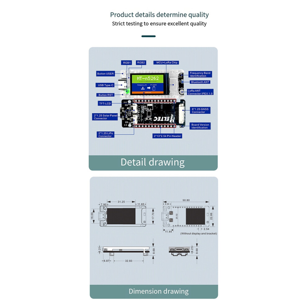 HELTECAUTOMATION Meshtastic Tracker Nordic Nrf52480 Sx1262 Lorawan Lora ...