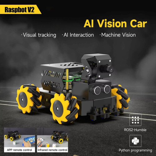 Raspbot V2 AI Vision Robot Car Kit with Camera Mecanum Wheel Toy ...