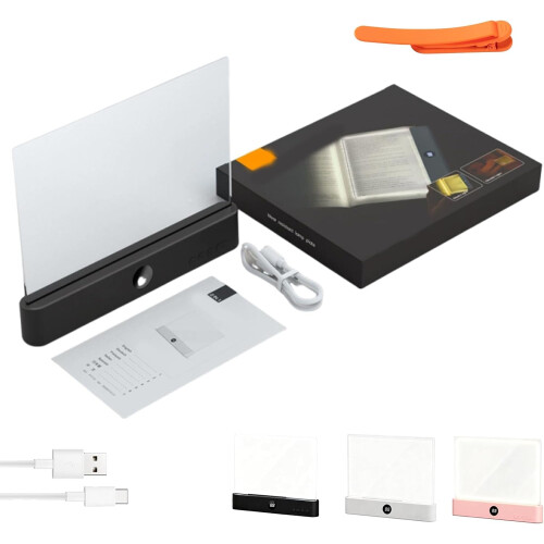 Smart Led Book Light Rechargeable, 3 Color Flat Student Reading Lamp ...