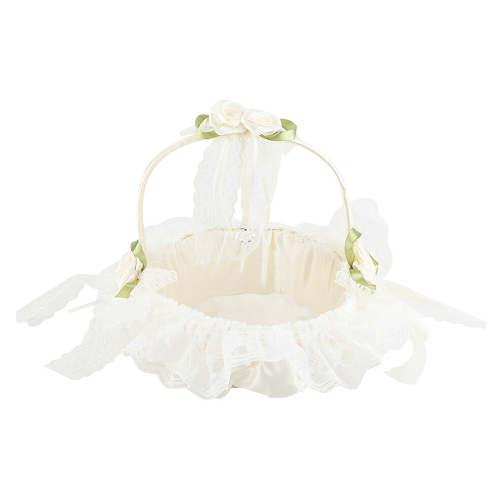 Design elegant din satin, coș cu flori din dantelă, portabil, pentru ...
