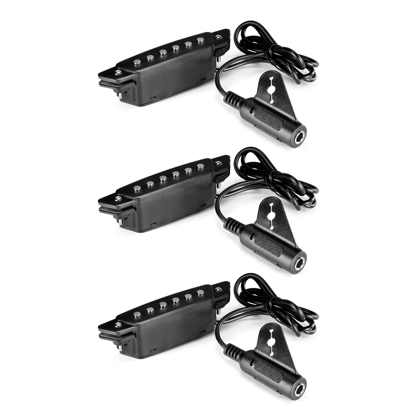 3X -85 Pickup per buca sonora a 6 fori nero con jack Active Power Strap ...