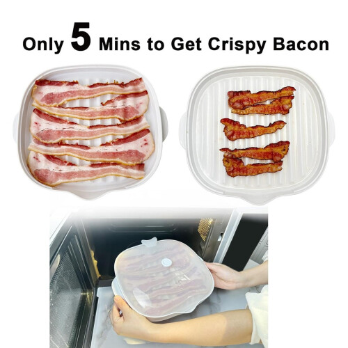 Microwave Bacon Cooker Tray, Microwavable Bacon Grill with Splatter Lid ...