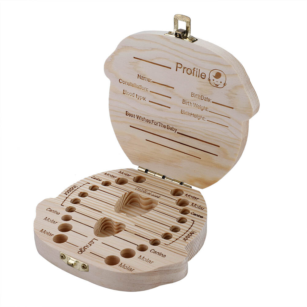 Baby Tooth Keepsake Box, Wooden Tooth Box with Adjustable Date ...