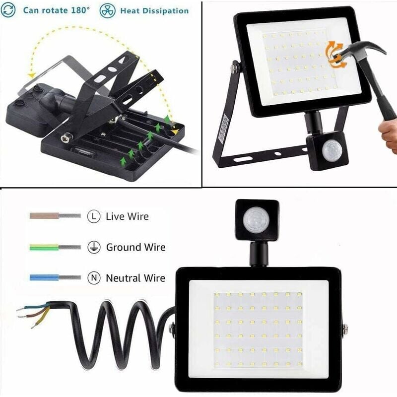 Projecteur extérieur, éclairage de sécurité avec boîtier robuste en ...