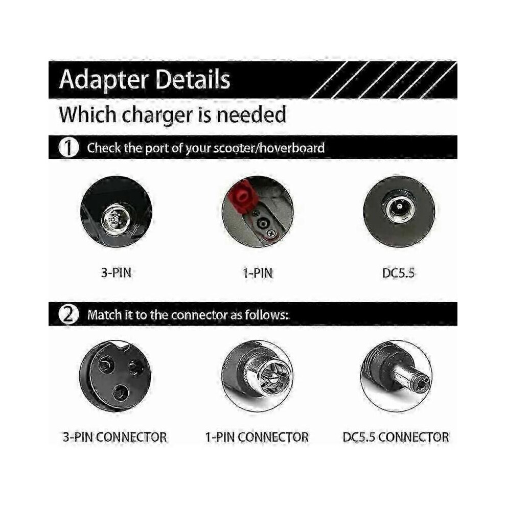 Universal 42V 2A Electric Scooter Charger for M365, Pro2, Mi 3, E22 ...