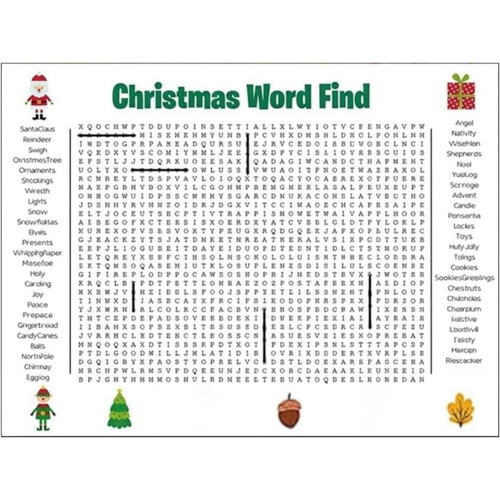 Jumbo 31.5"x20" Thanksgiving Word Search Poster - Giant Christmas Words ...