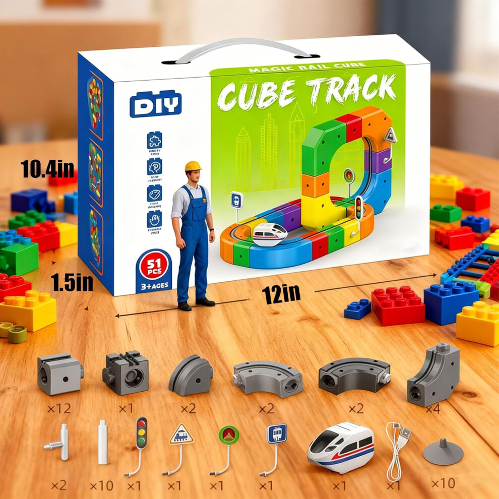 Electric Train Set 3D STEM Train Mix-Match Cubes DIY Magnetic Monorail ...
