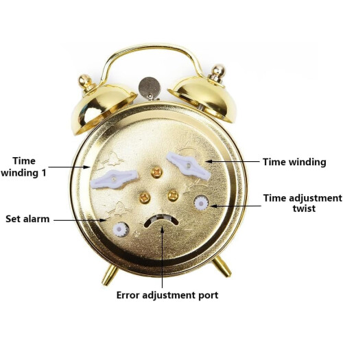 Gold Wind Up Alarm Clock Horse Shoe Classic, Vintage Double Bell Manual ...