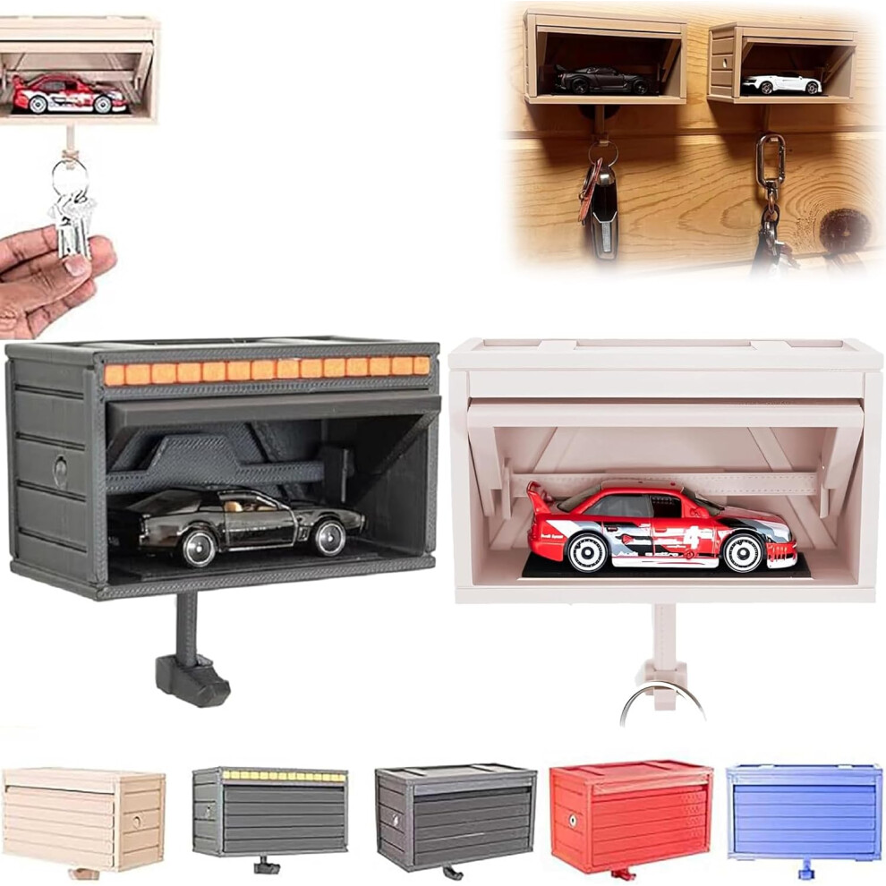2 PCS Car Garage Key Holder with Opening Door, Mini Car Garage Key ...