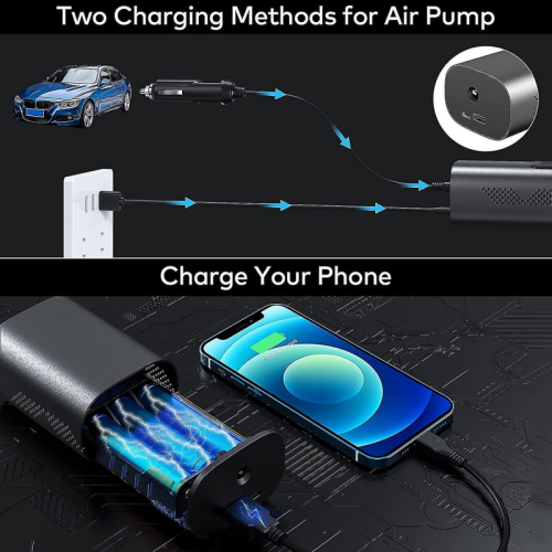 wireless Tyre Inflator Cordless Rechargeable, 6000mah Battery Tyre ...