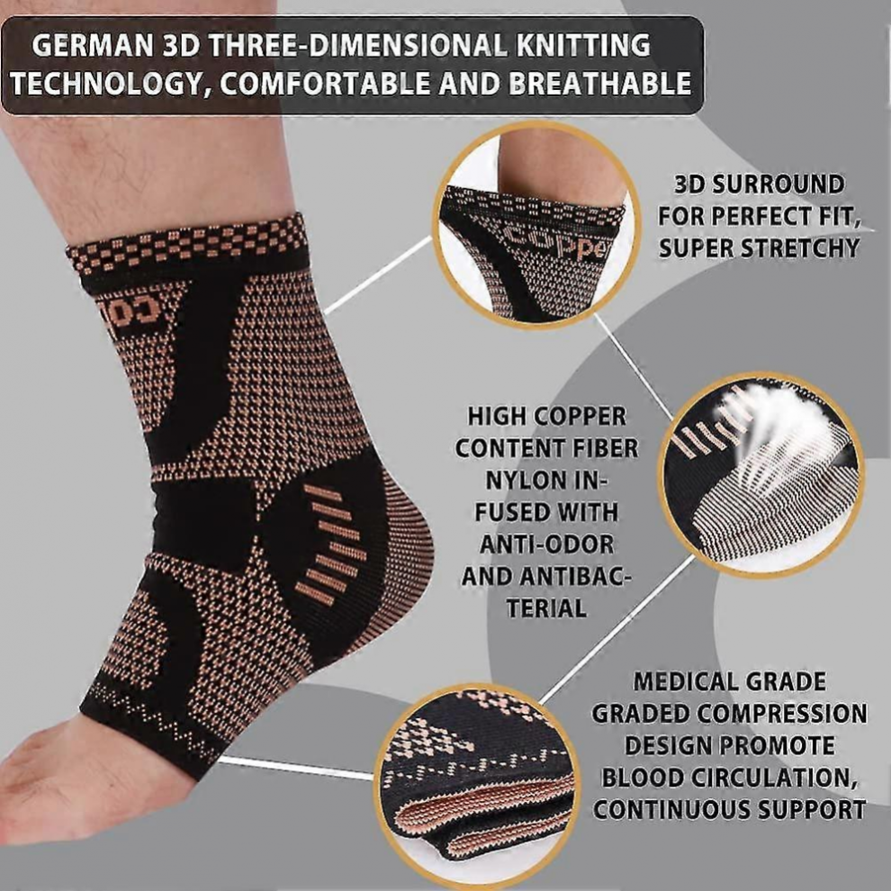 2pack Copper Ankle Brace, Copper Infused Ankle Support Compression ...