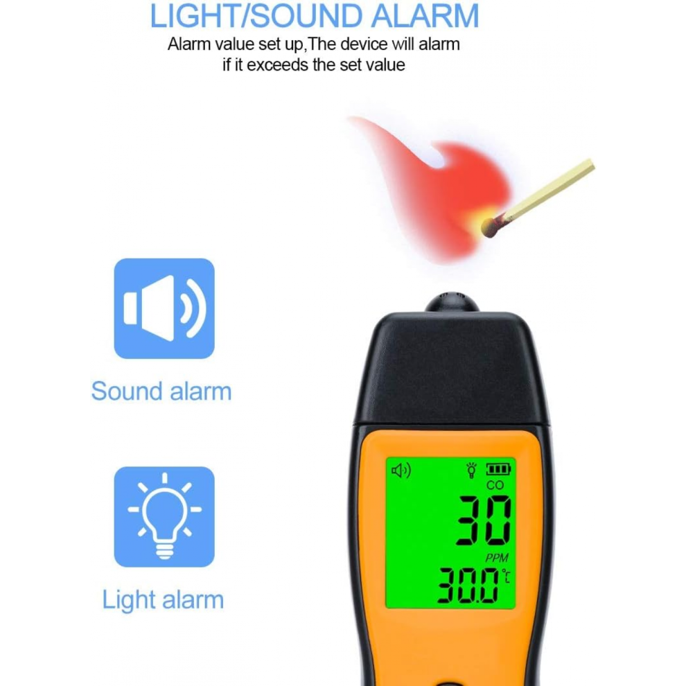 Handheld Carbon Monoxide Meter, 80Db CO Leak Detector,CO Gas Analyzer ...