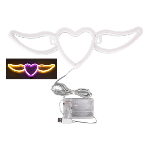Letrero de neón con forma de corazón, letrero de neón LED con fuente de ...