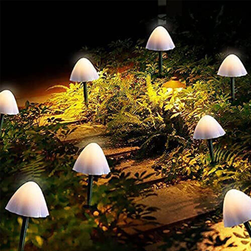 Warm White Solar Garden Lights Outdoor, Mini Mushroom Solar String ...