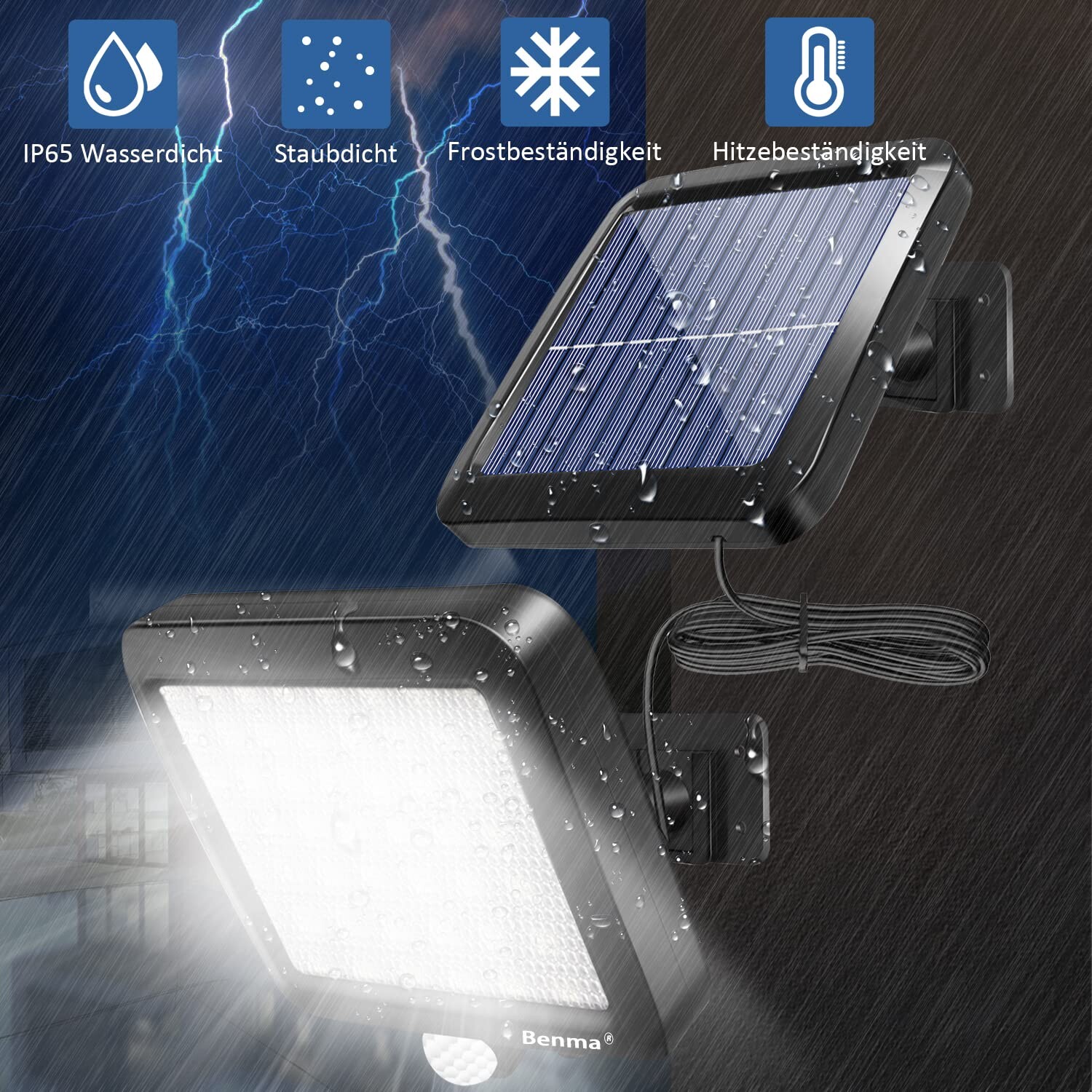 Luces solares de pared para exteriores, sensor de movimiento PIR ...