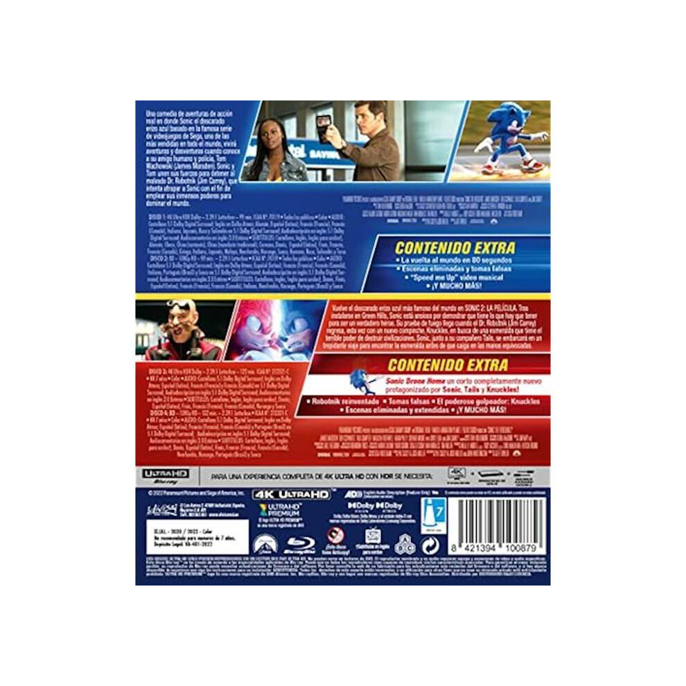 Pacote 4K UHD - SONIC - Sonic 2 - Filme de animação familiar - Blu-Ray ...