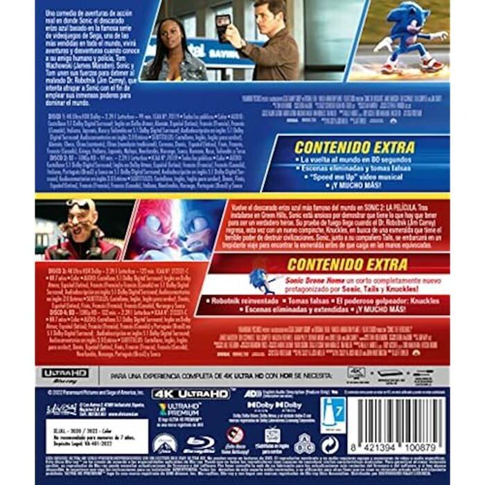 Pacote 4K UHD - SONIC - Sonic 2 - Filme de animação familiar - Blu-Ray ...