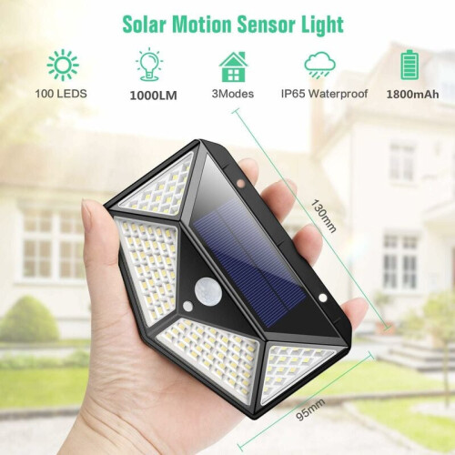 Luces solares de pared ultrabrillantes, 100 LED inalámbricas ...