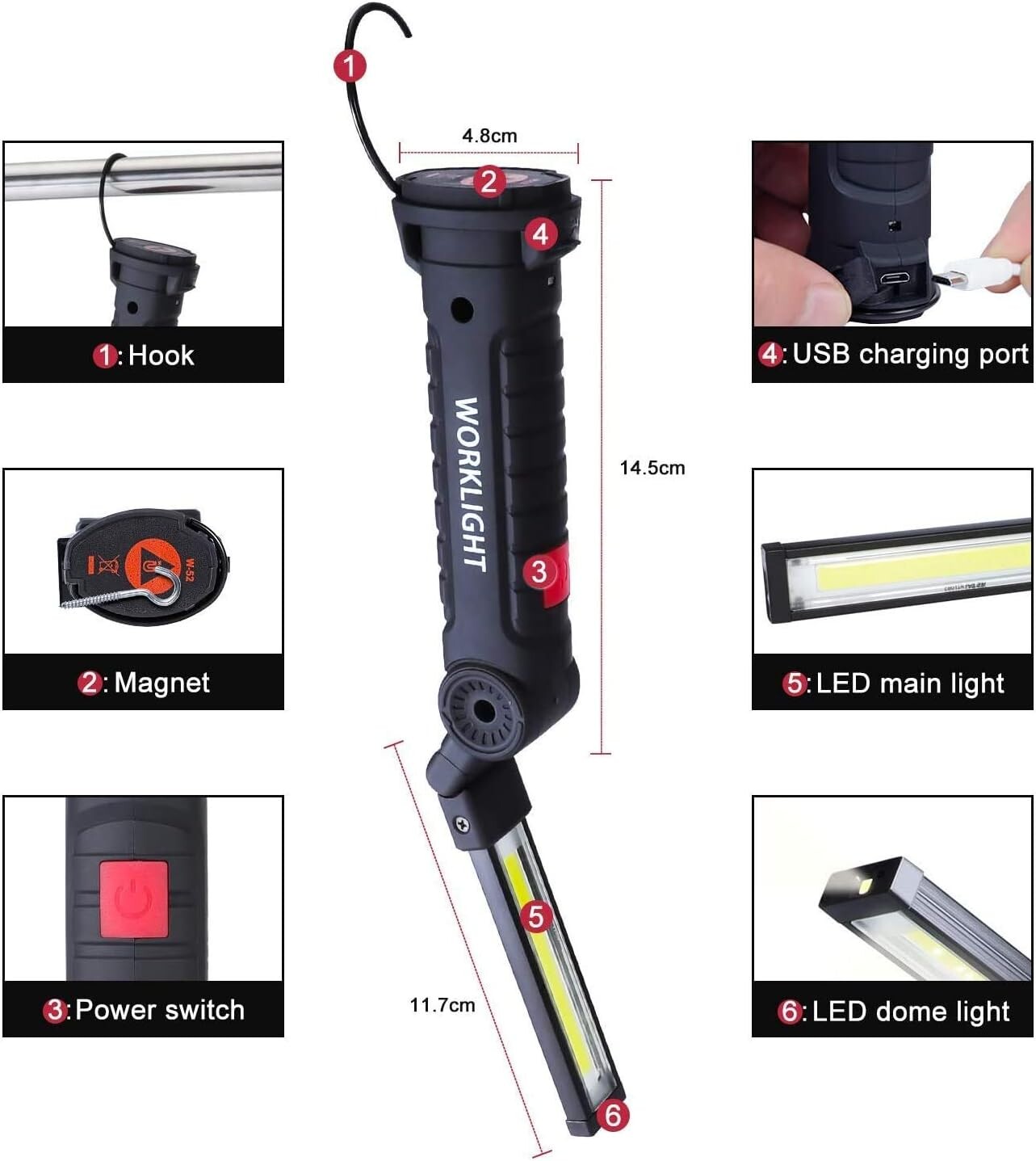 Lampe de travail compacte et rechargeable, outil de dissipation de ...
