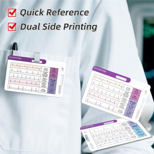 2Pack EKG Rhythm Interpretation Card- Quick ECG Reference Guide for ...