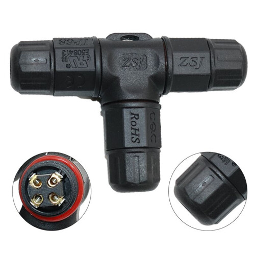 ZSJ M20 LP68 Waterproof Connector T Shape 3 Way 4 Core Junction Box ...