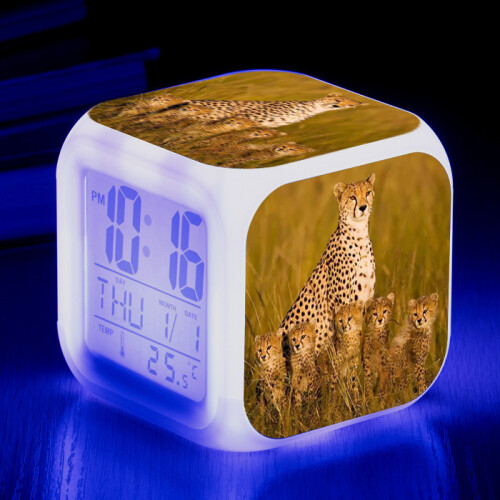 (No. 28, Four-sided alarm clock) Cute and Creative Cheetah Alarm Clock ...