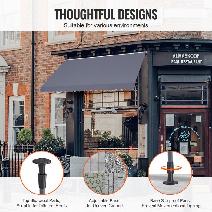 Toldo Retrátil - DUOKU - 178 x 47 po - Manivela Manual - Altura ...