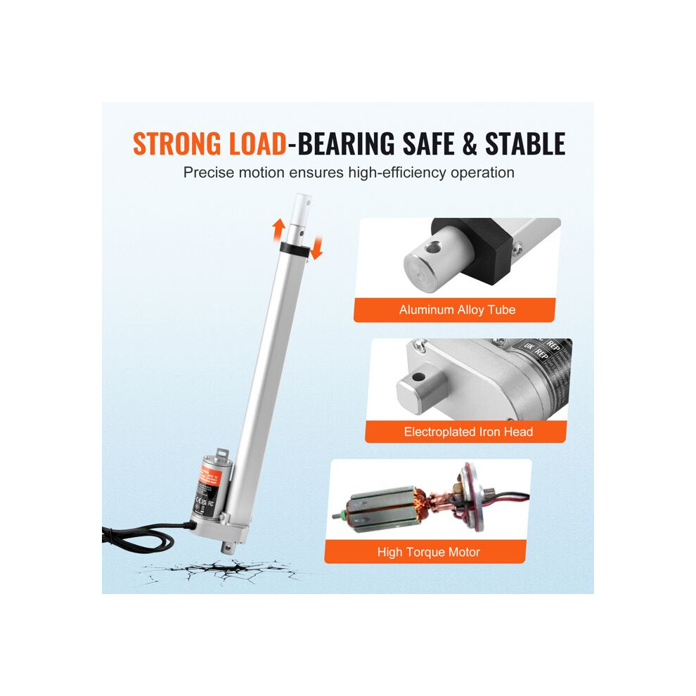 Atuador Linear - DUOKU - 12 polegadas - 1500 N - Velocidade 0,19 pol/s ...