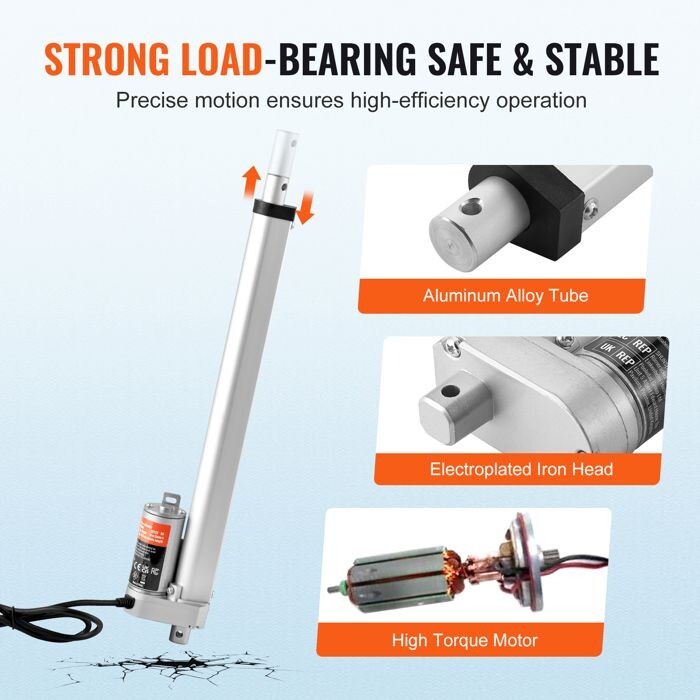 Atuador Linear - DUOKU - 12 polegadas - 1500 N - Velocidade 0,19 pol/s ...