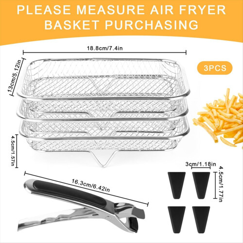 Grids for Hot Air Fryer,3 Layer Stackable Air Fryer Shelf,304 Stainless ...