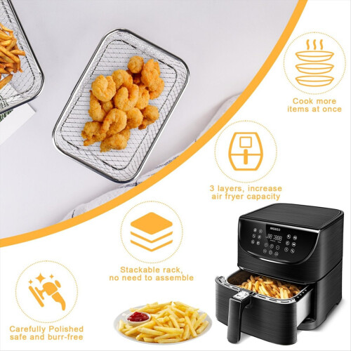 Grids for Hot Air Fryer,3 Layer Stackable Air Fryer Shelf,304 Stainless ...