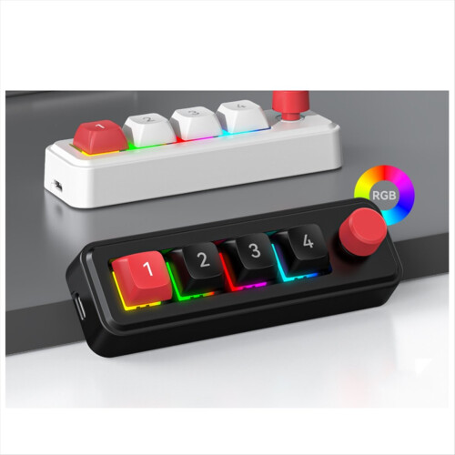 Mechanical Keyboard 4 Keys 1 Knob Macro Programming Keyboard RGB Wired ...