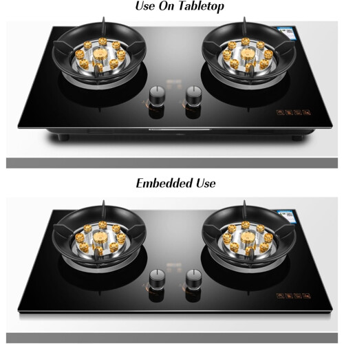 2 Burner Propane Gas Stove with ExplosionProof Tempered Glass Cooktop ...