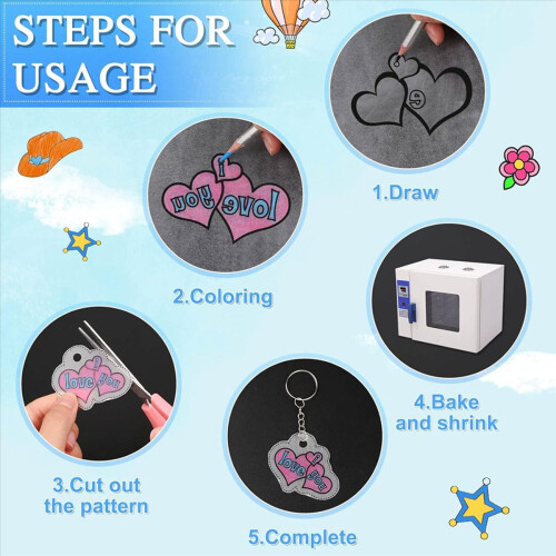 Shrinky Art Paper, 36Pcs Shrink Paper Sheets Shrink Plastic Film for ...