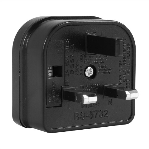Euro 2 Pin To 3 Converter Plug Adapter Black on OnBuy