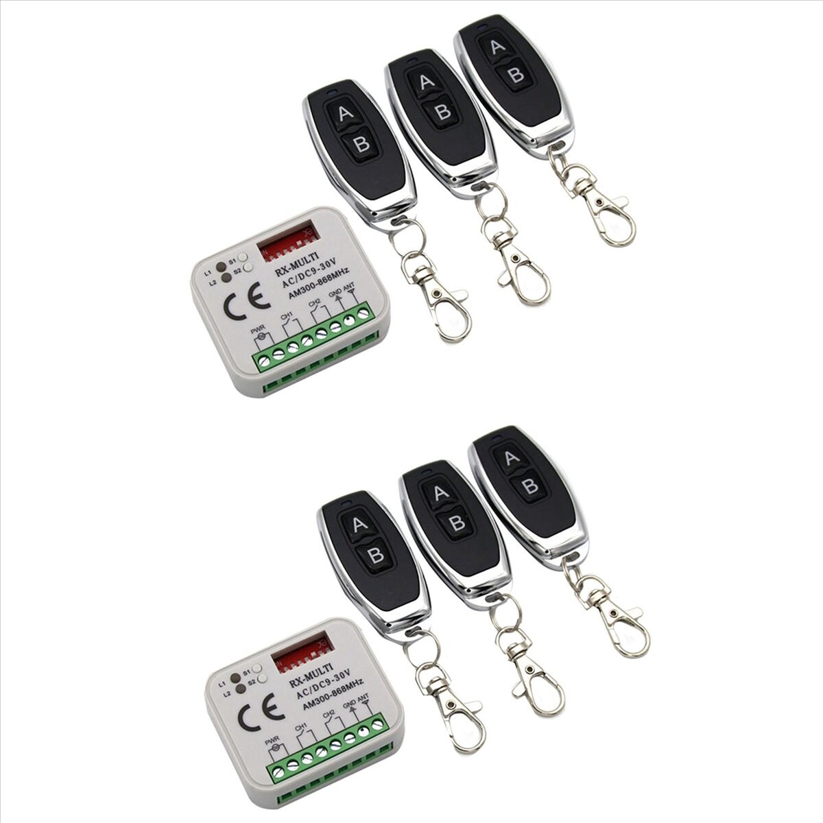 2X Garage Gate Remote Receiver 433 868MHz RX MULTI 300-900MHZ AC/DC 9 ...